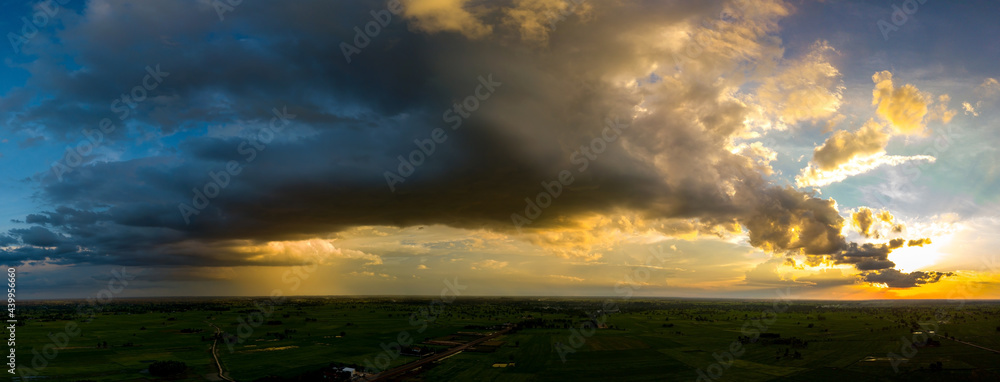Panorama Top view Aerial photo from flying drone over village in ...