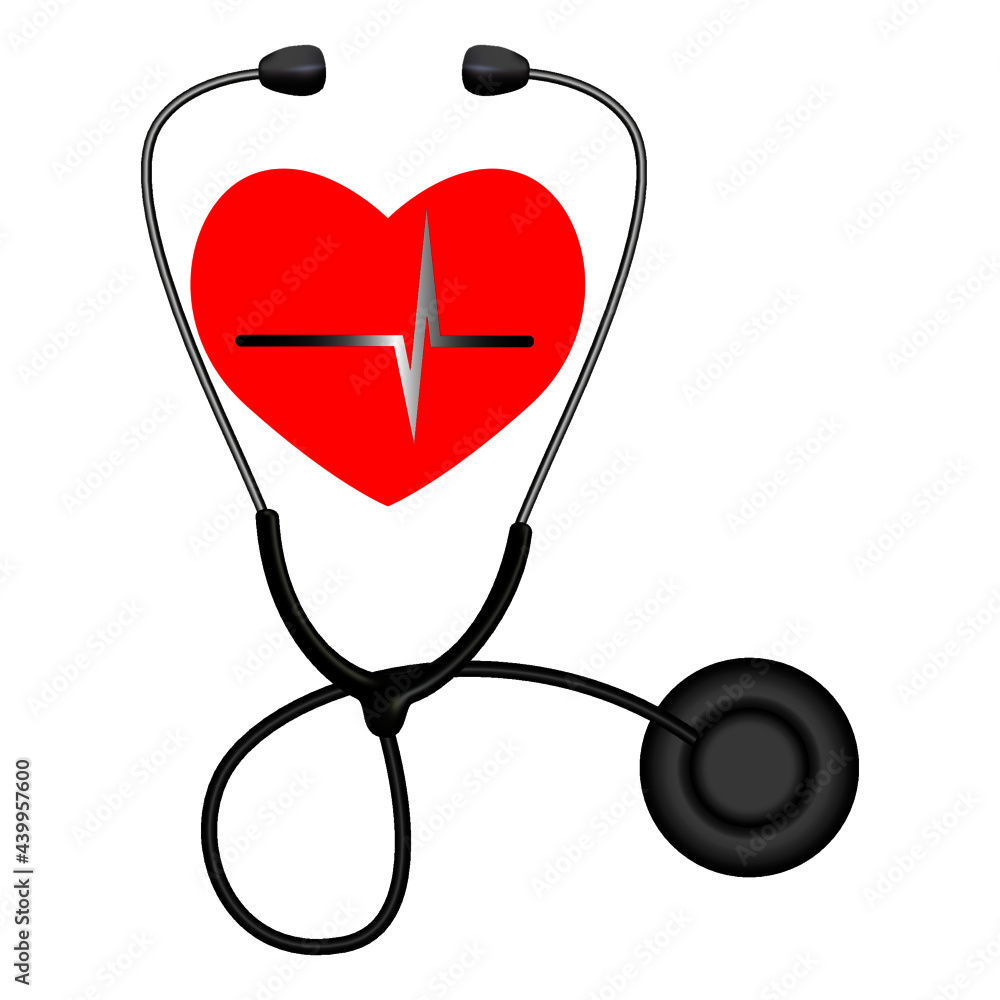 heart and stethoscope. stethoscope measuring in heart with cardiac ...