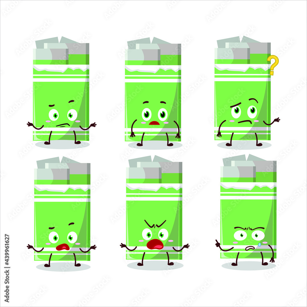 Cartoon character of green bubble gum with what expression. Vector ...