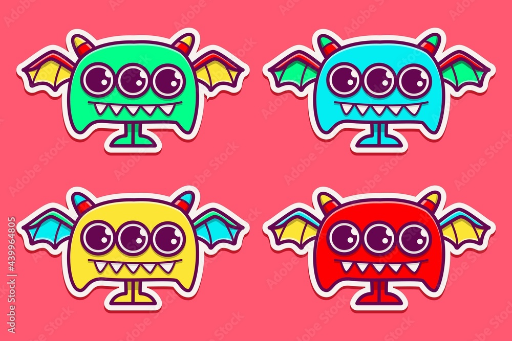 cute monster cartoon doodle illustration design for coloring ...
