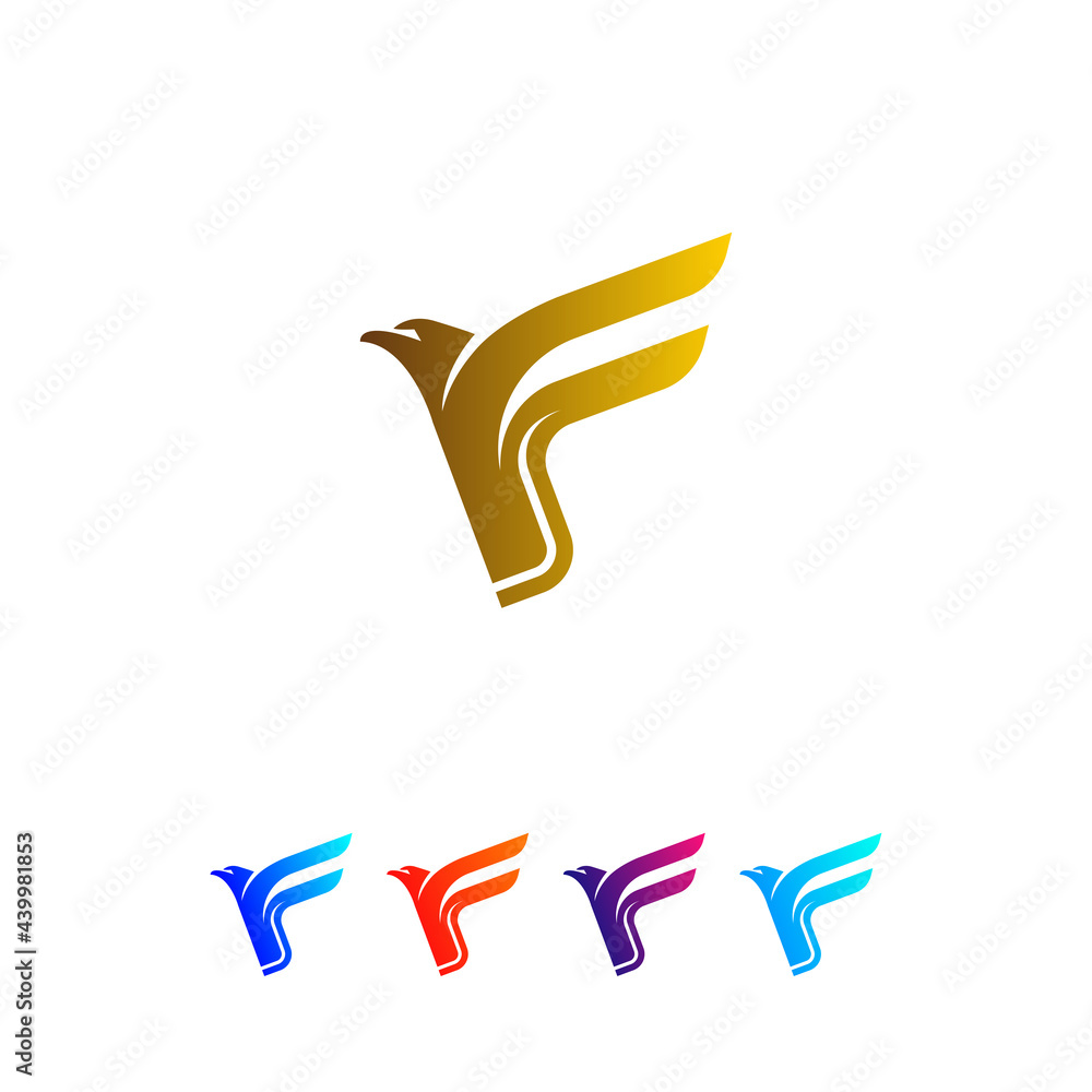 Falcon f logo design vector template, letter f eagle logo design, eagle ...