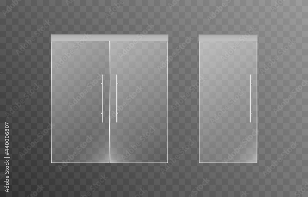 Set of glass doors on an isolated transparent background. Doors of the ...