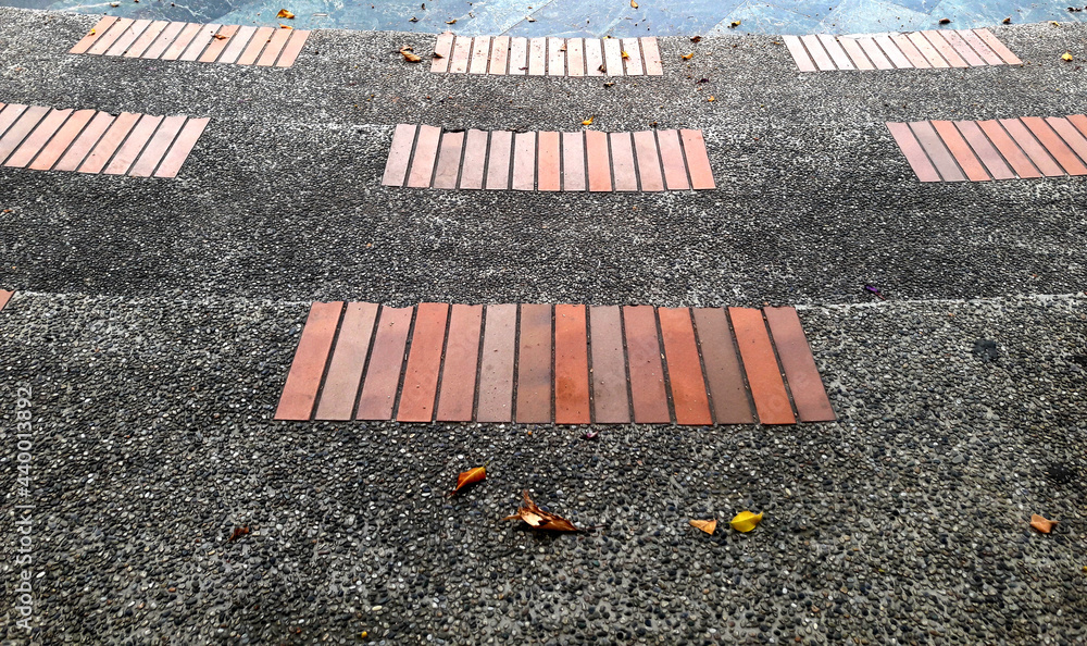 Outdoor staircase of red brick. Orange brick staircase background ...