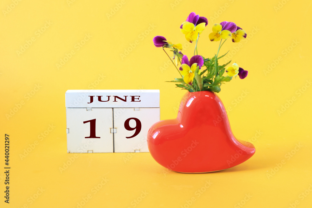 Calendar for June 19 : the name of the month of June in English, the ...