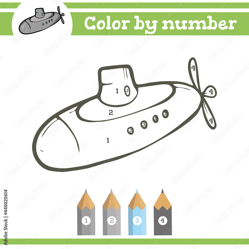 Color by numbers. Coloring page for preschool children. Learn numbers ...