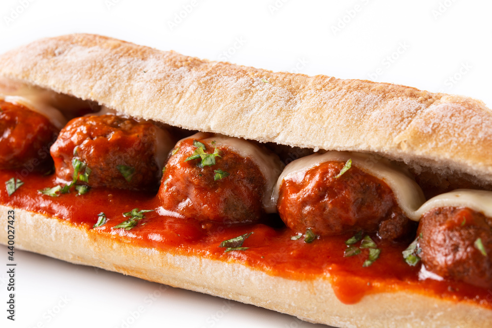 Meatball sub sandwich isolated on white background Stock Photo | Adobe ...