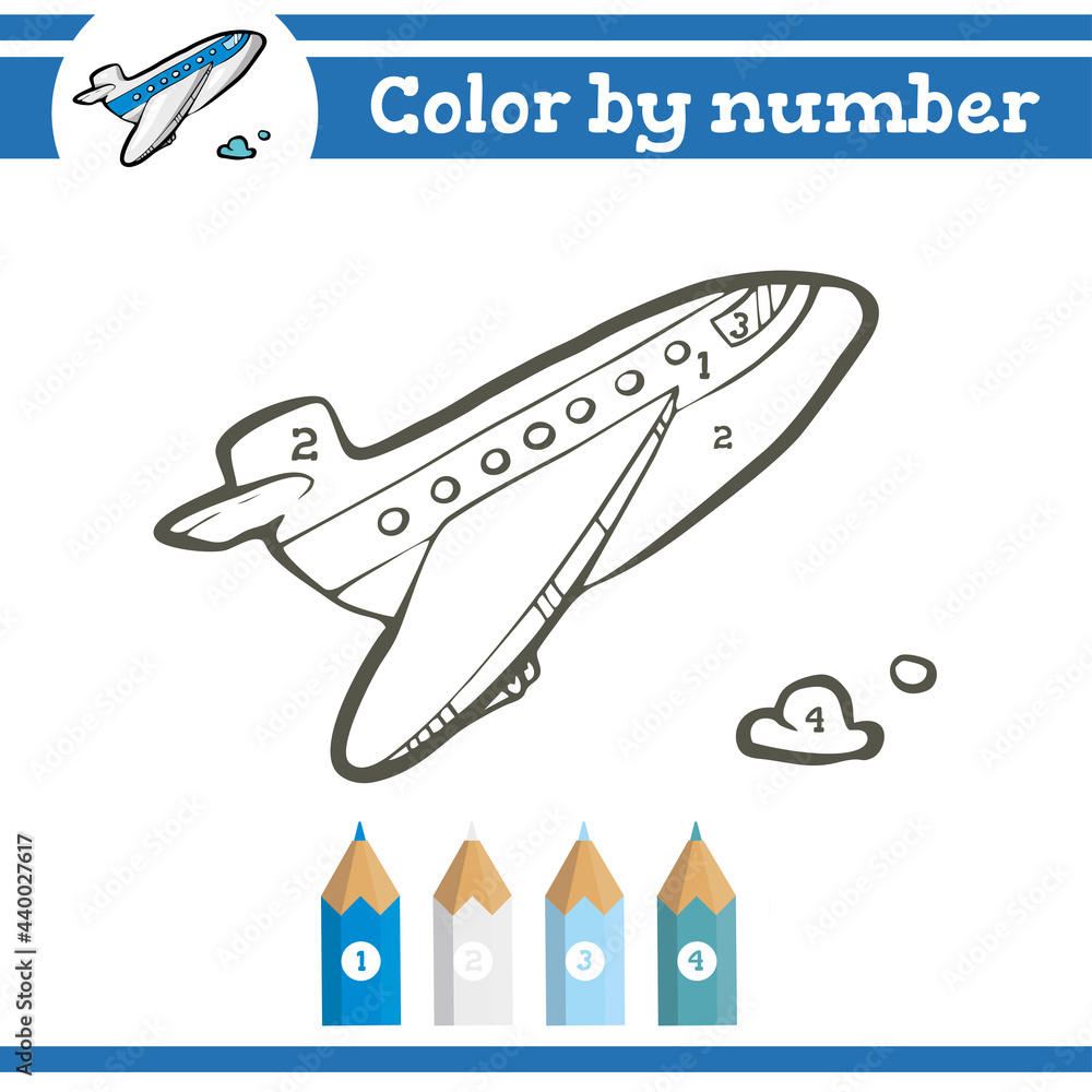 Vetor de Color by numbers. Coloring page for preschool children. Learn ...