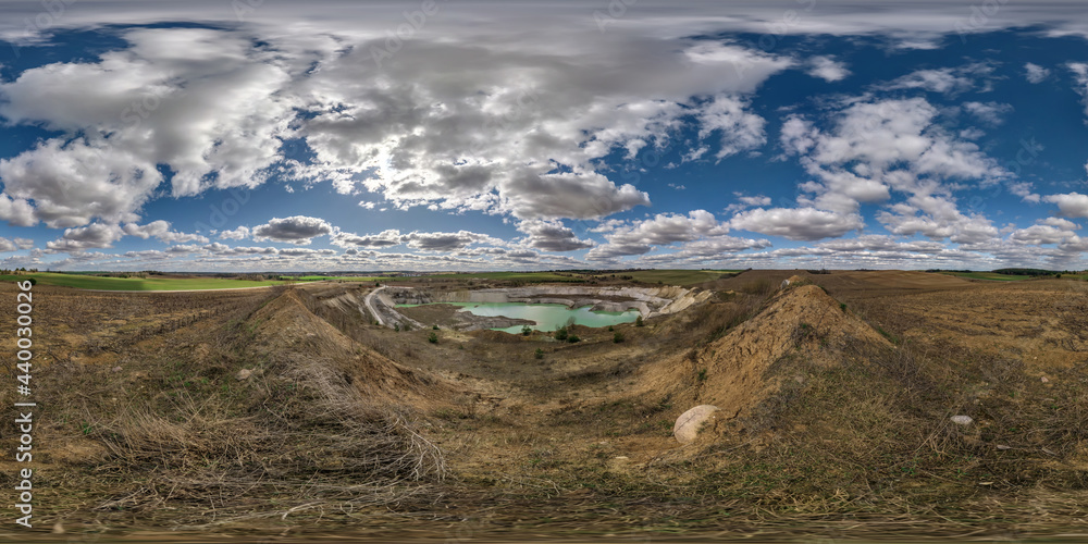 full seamless hdri panorama 360 degrees angle view near quarry flooded ...