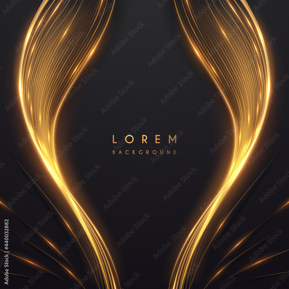 Abstract golden lines with glow effect on black background Stock Vector ...
