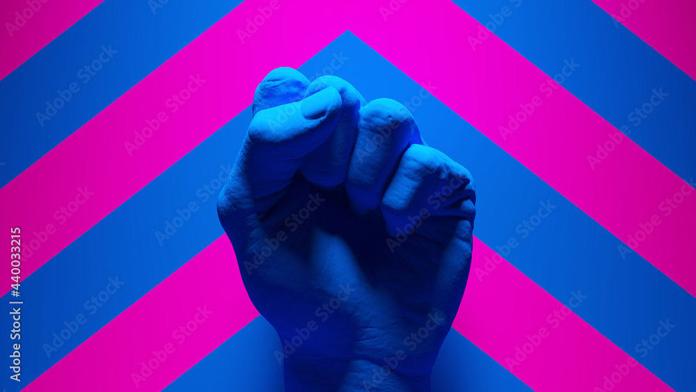 Blue Raised Clenched Fist Anti Fascist with Blue an Pink Chevron ...