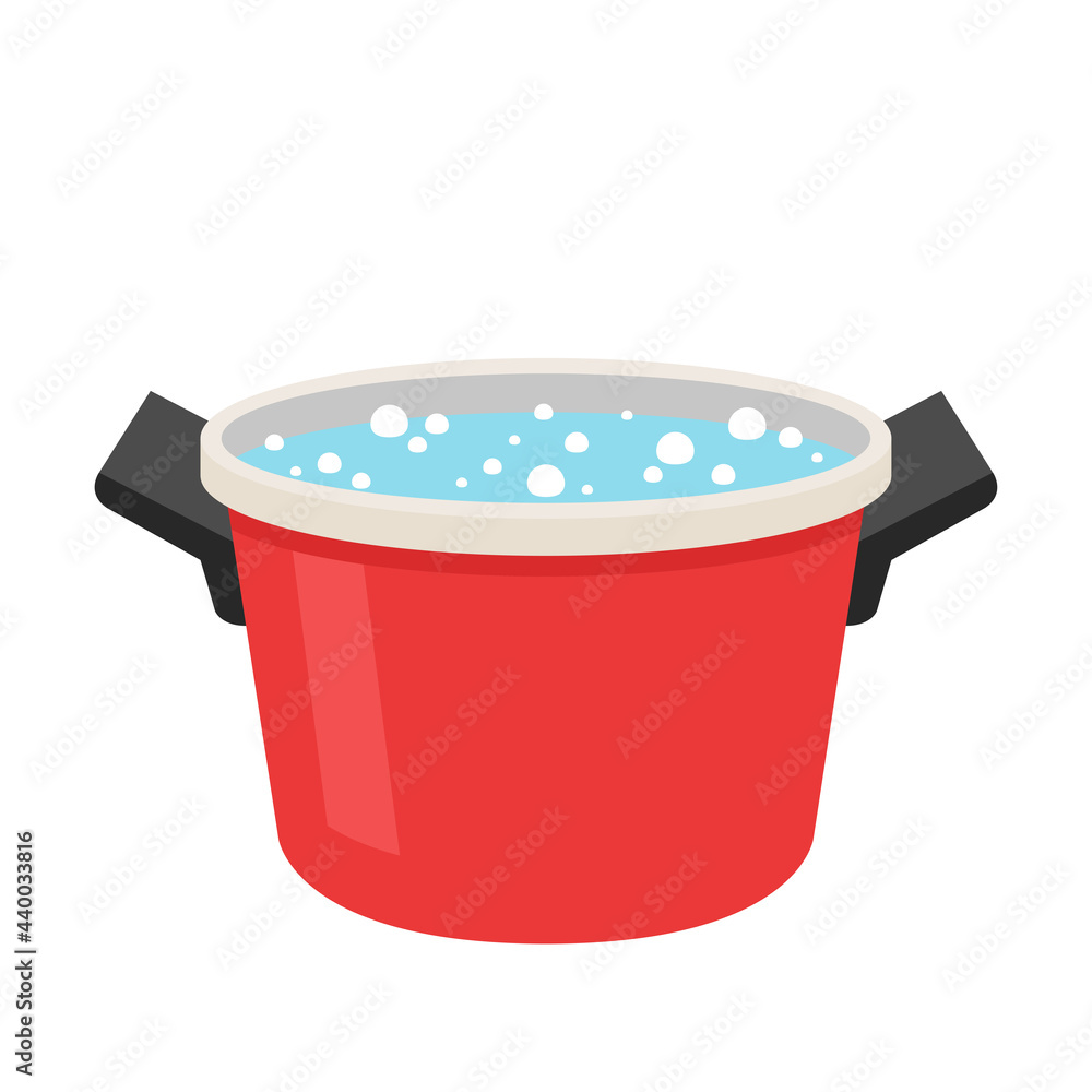 Boil water. Hot pot. Pot cartoon vector. free space for text. Water in ...