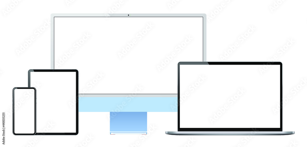 Realistic set of 2021 new design thin frame Computer monitor, laptop ...