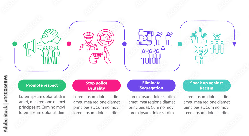 Confronting racism vector infographic template. Promote respect ...