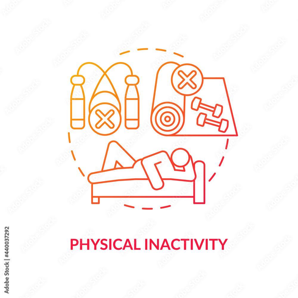 Physical inactivity concept icon. Sitting or laying down during day ...