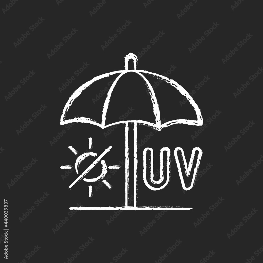 Seek shade chalk white icon on dark background. Hide under umbrella on ...