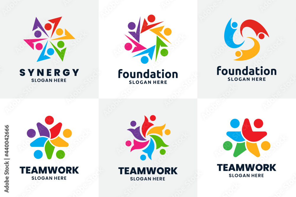 Set of Team Logo Template Design. Creative social people logo. Concept ...