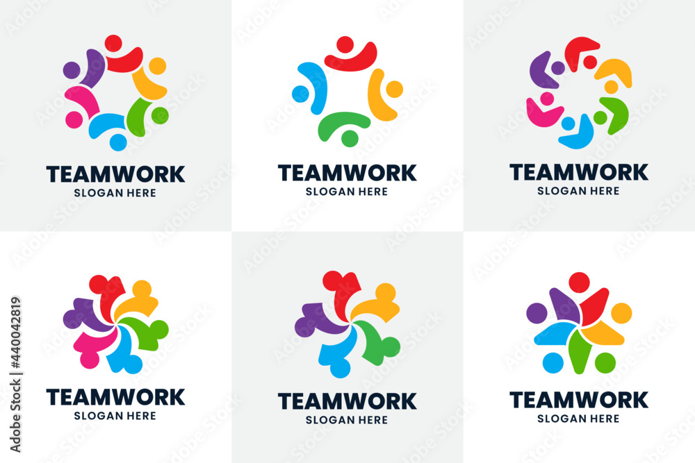 Set of Team Logo Template Design. Creative social people logo. Concept ...