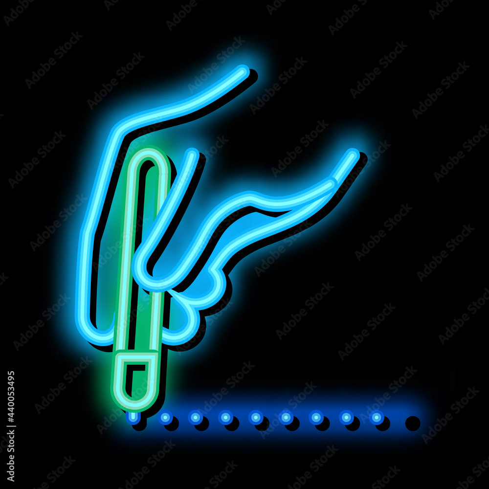 surgeon marks site of incision neon light sign vector. Glowing bright ...