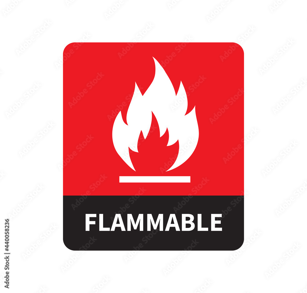 Flammable icon isolated on white background. Flammable warning sign ...