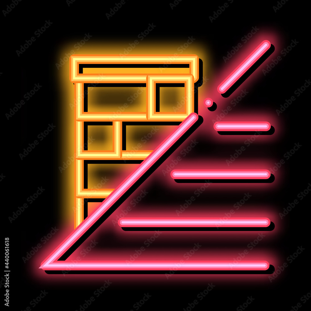 roof and chimney neon light sign vector. Glowing bright icon roof and ...