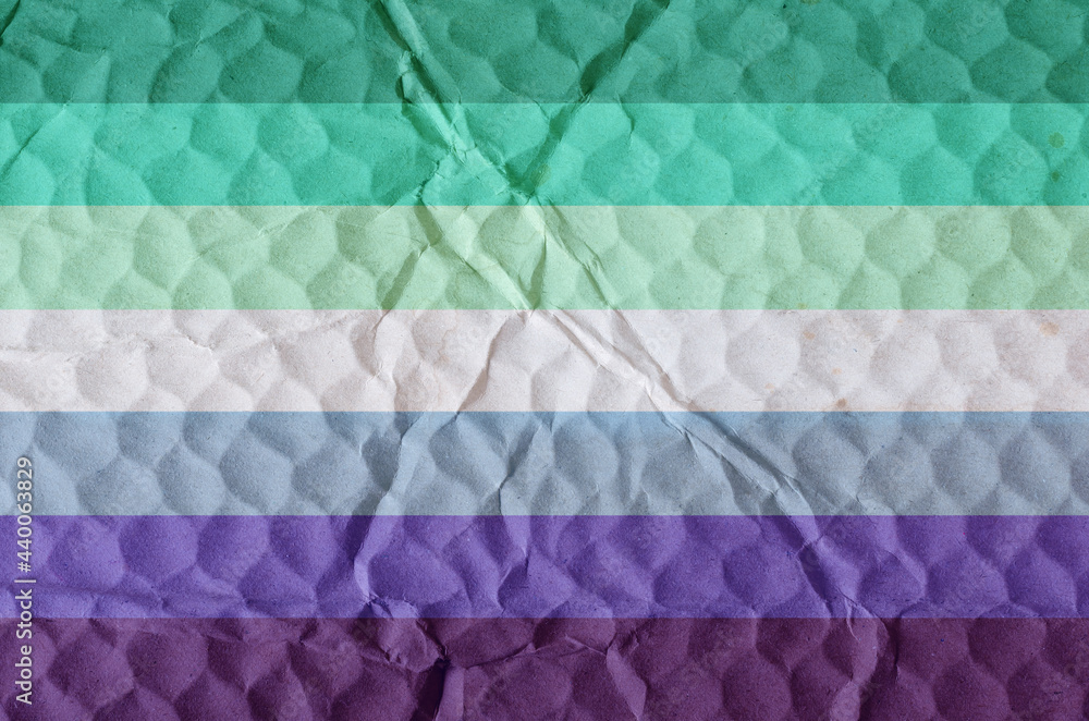 Trans inclusive Gay Mens pride flag on an uneven textured surface ...