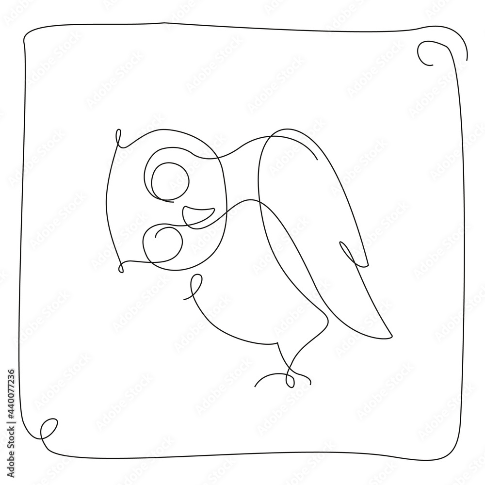 owl simple line illustration. cute owl line art. continuous line bird ...