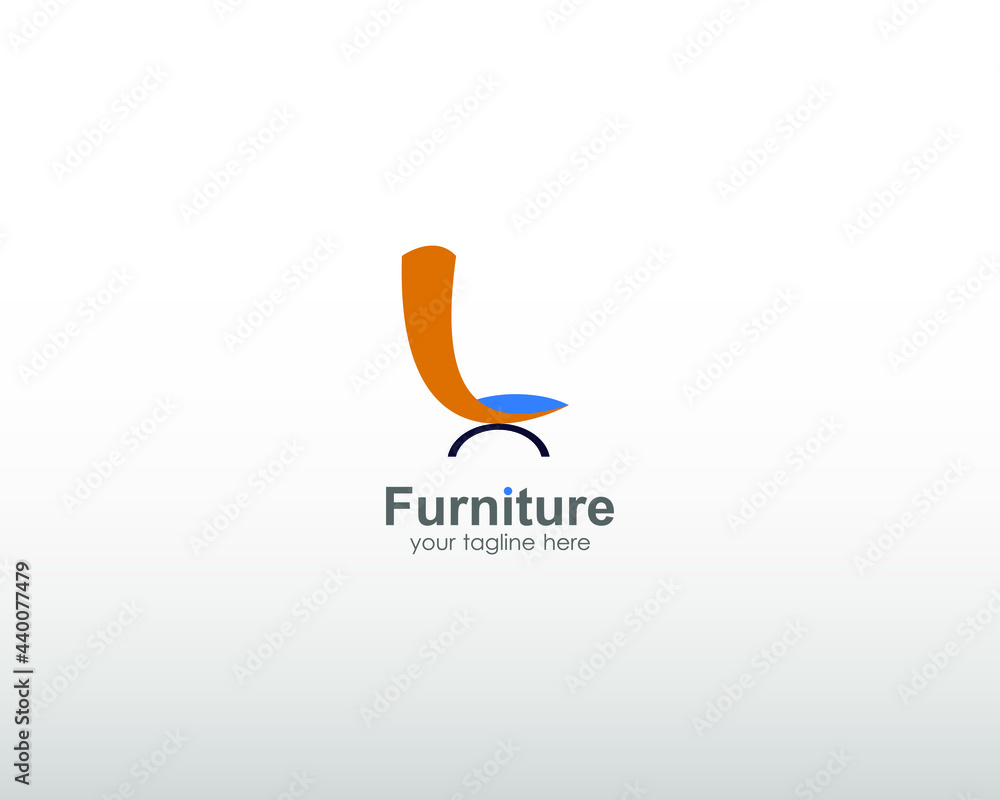 abstract furniture logo. orange color chair icon design .white ...