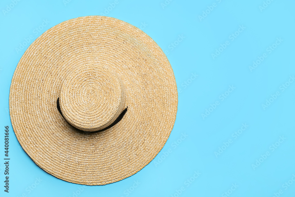 Stylish hat on color background Stock Photo | Adobe Stock