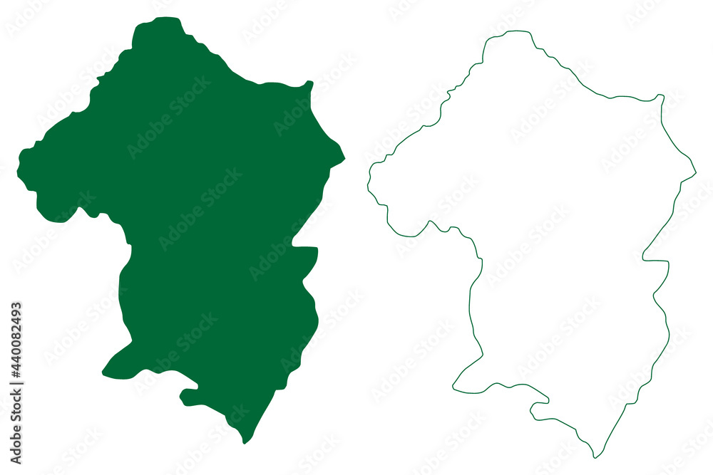Tuensang district (Nagaland State, Republic of India) map vector ...