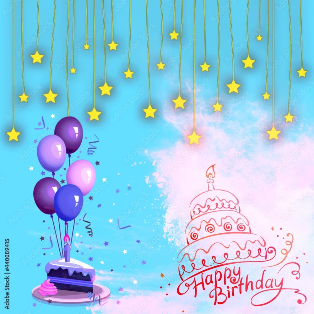 Festive background with happy birthday card isolated in color ...