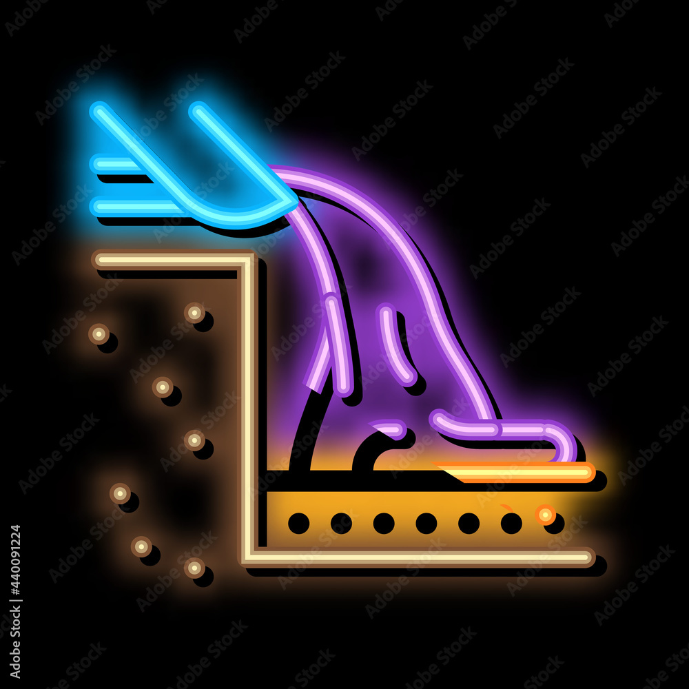 foundation pouring neon light sign vector. Glowing bright icon ...