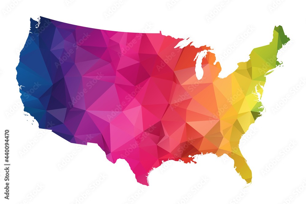 Abstract Polygon Map - Vector illustration Low Poly Color Rainbow ...