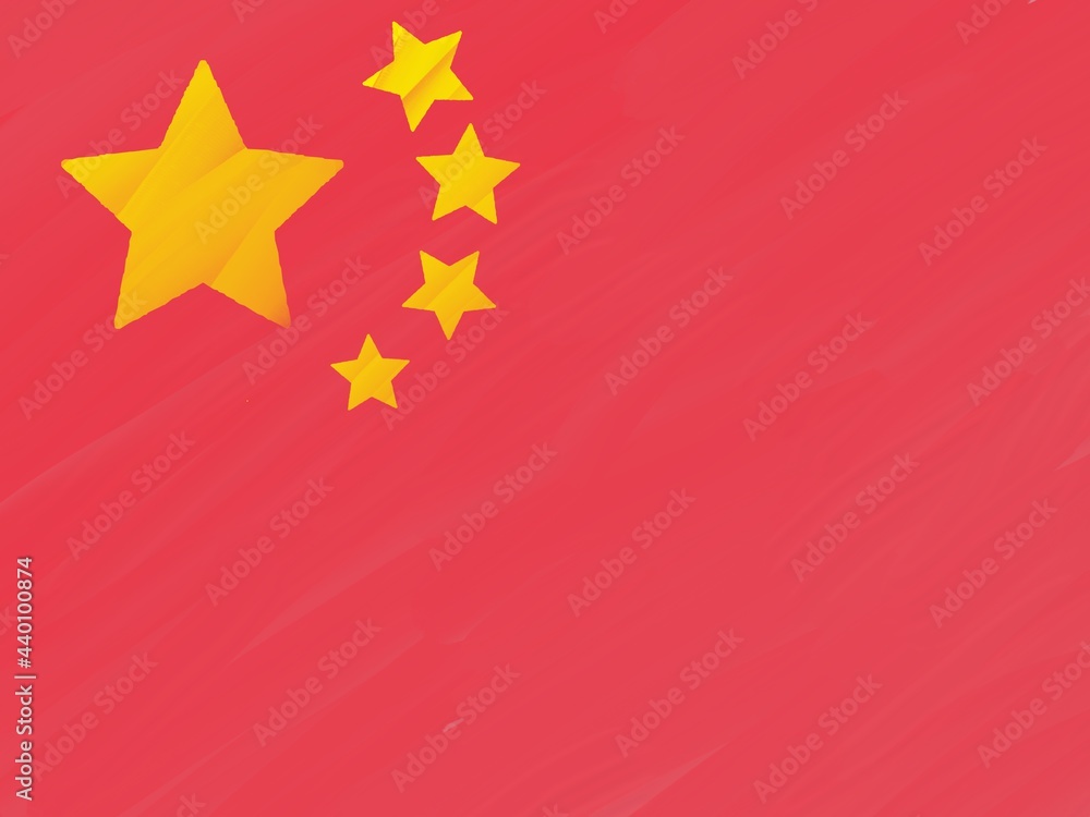 Chinese flag illustration with yellow stars on a shady red background ...