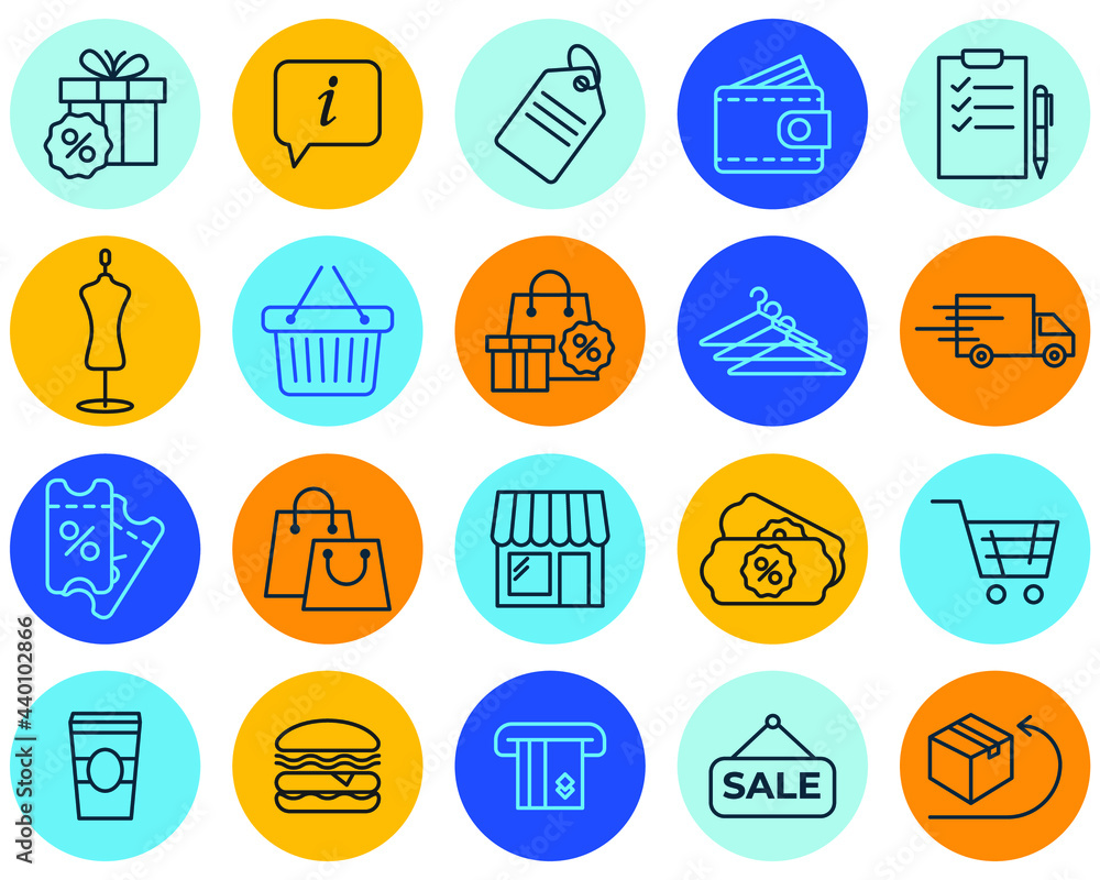 Market Shopping mall set icon symbol template for graphic and web ...