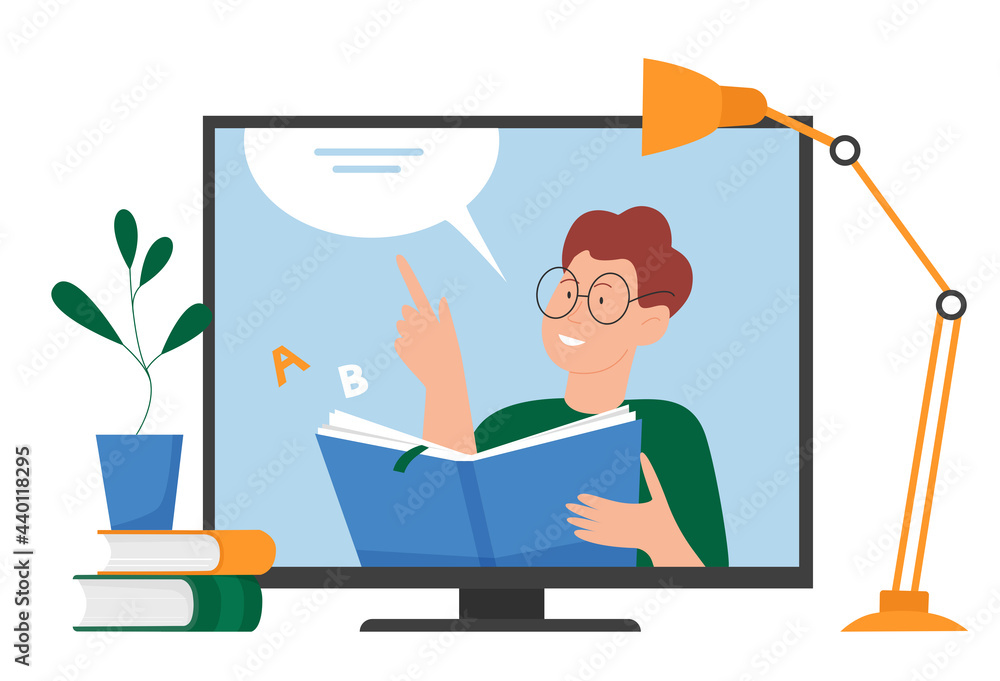 Online education, video lesson on web training course vector ...