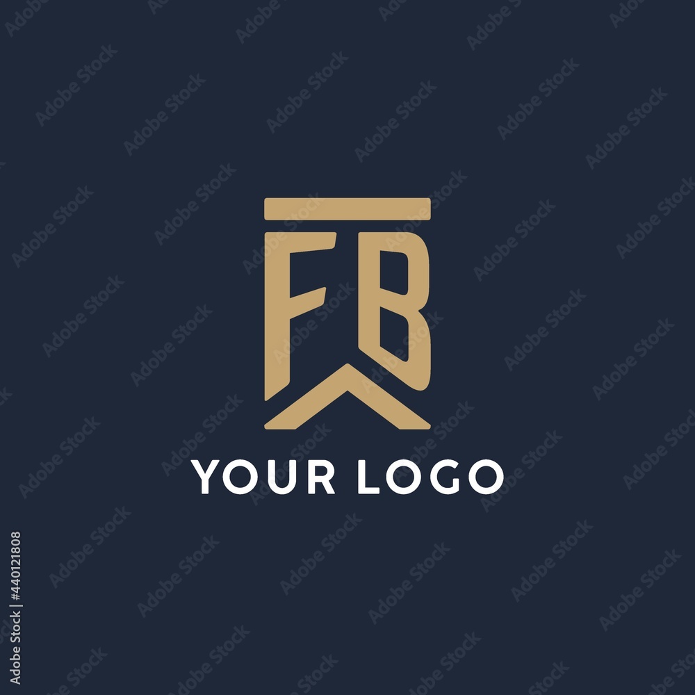 FB initial monogram logo design in a rectangular style with curved ...