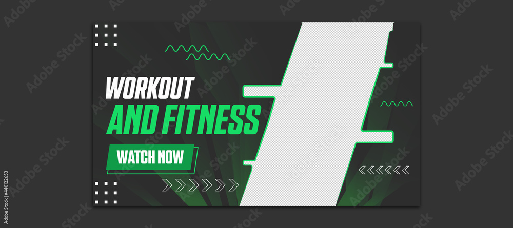 workout youtube thumbnail template Stock Vector | Adobe Stock