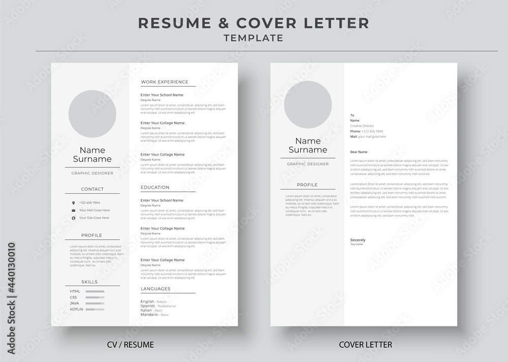 Resume and Cover Letter template, Minimalist resume, Cv professional ...