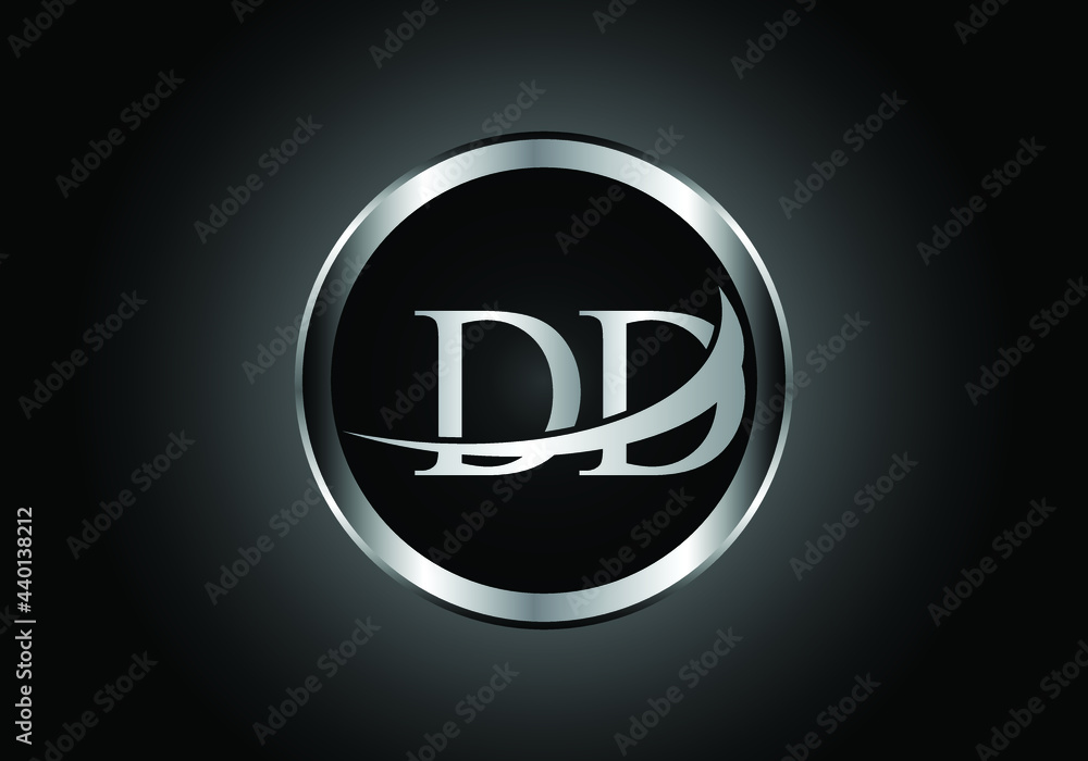 silver letter DD metal combination alphabet logo icon design with grey ...