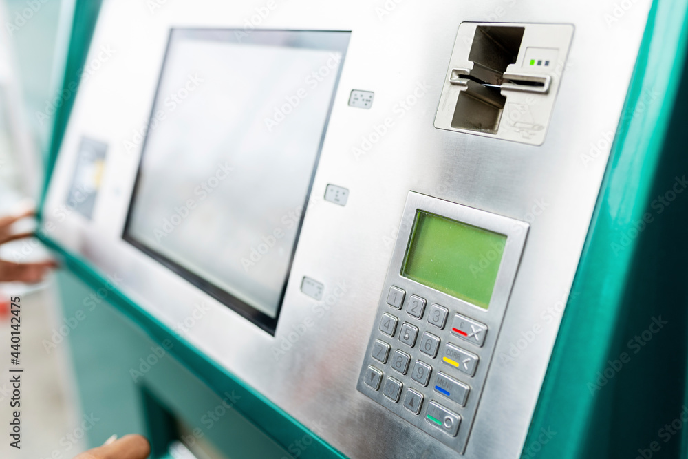 Numeric keypad of ATM machine by device screen Stock Photo | Adobe Stock