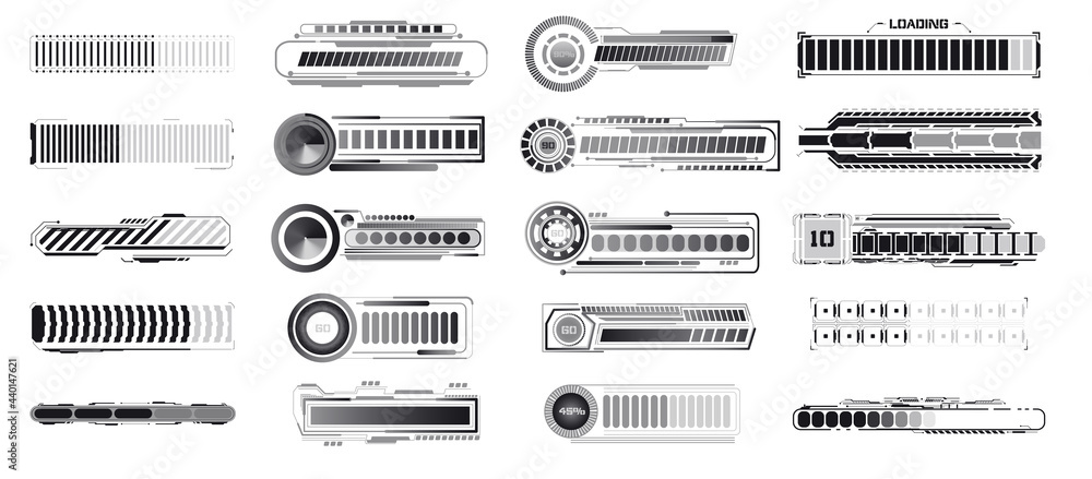 Futuristic loading elements. Sci Fi, UX, A Modern Futuristic User ...