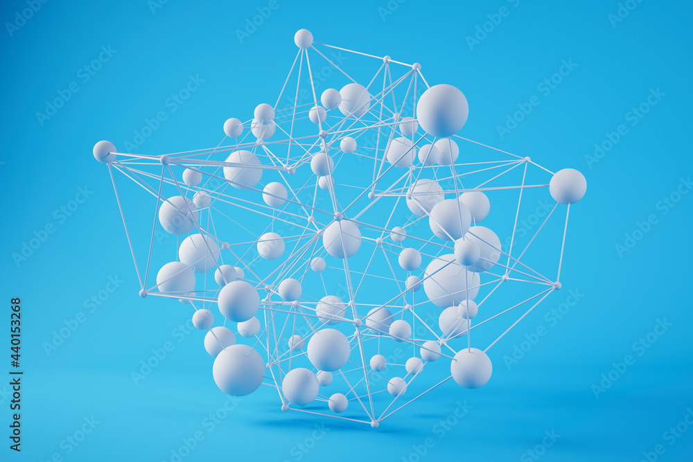 Three dimensional render of white connected spheres Stock Photo | Adobe ...
