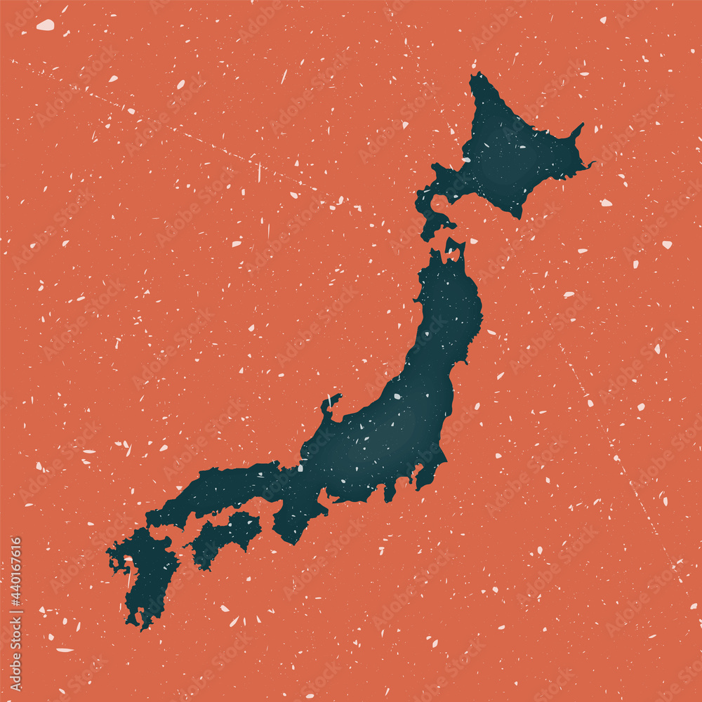 Japan vintage map. Grunge map of the country with distressed texture ...
