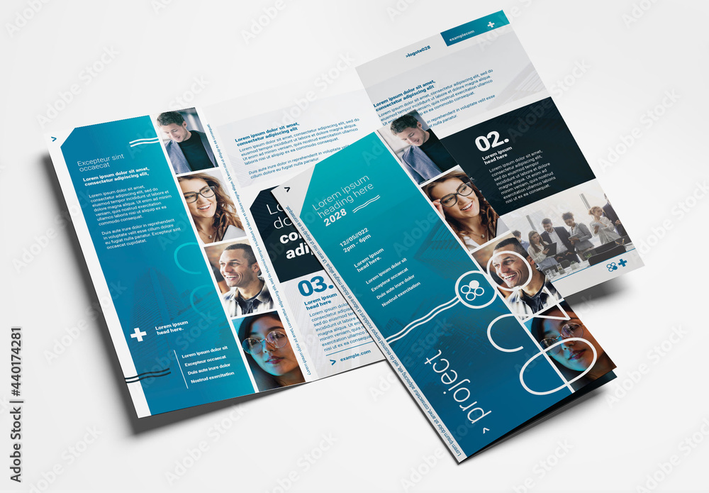 Marketing Seminar Brochure for Business with Blue Modern Style Trifold ...