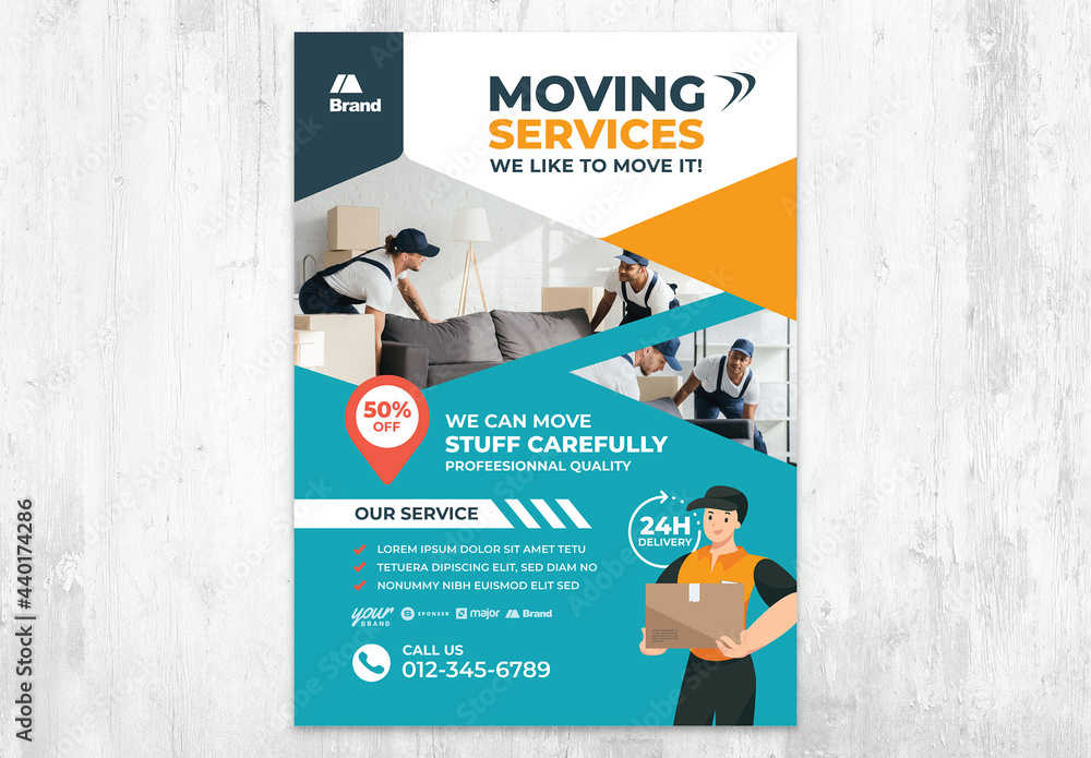 Professional House Moving Service Flyer Stock Template | Adobe Stock