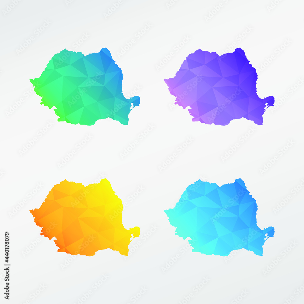 Romania Low Poly Map Clip Art Design. Geometric Polygon Graphic ...