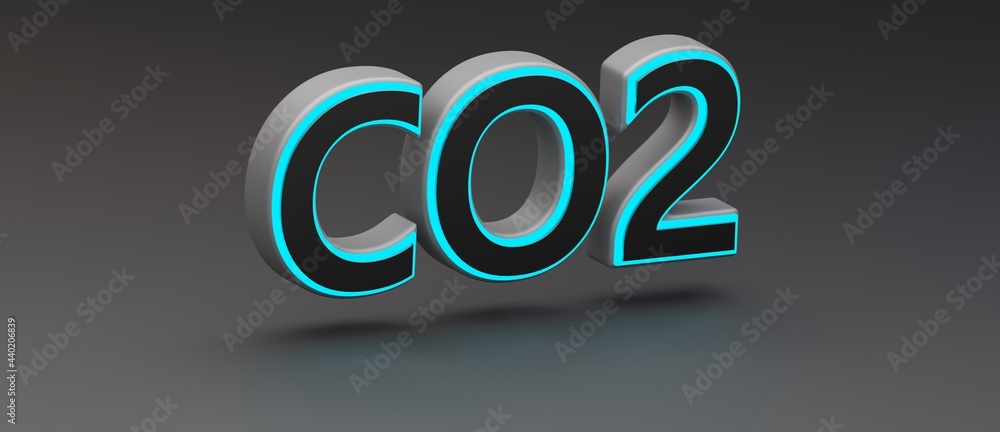 Abstract CO2 3D TEXT Rendered Poster (3D Artwork) Stock Illustration ...