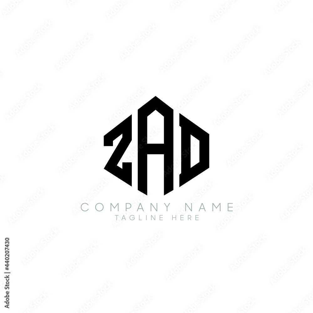 ZAD letter logo design with polygon shape. ZAD polygon logo monogram ...
