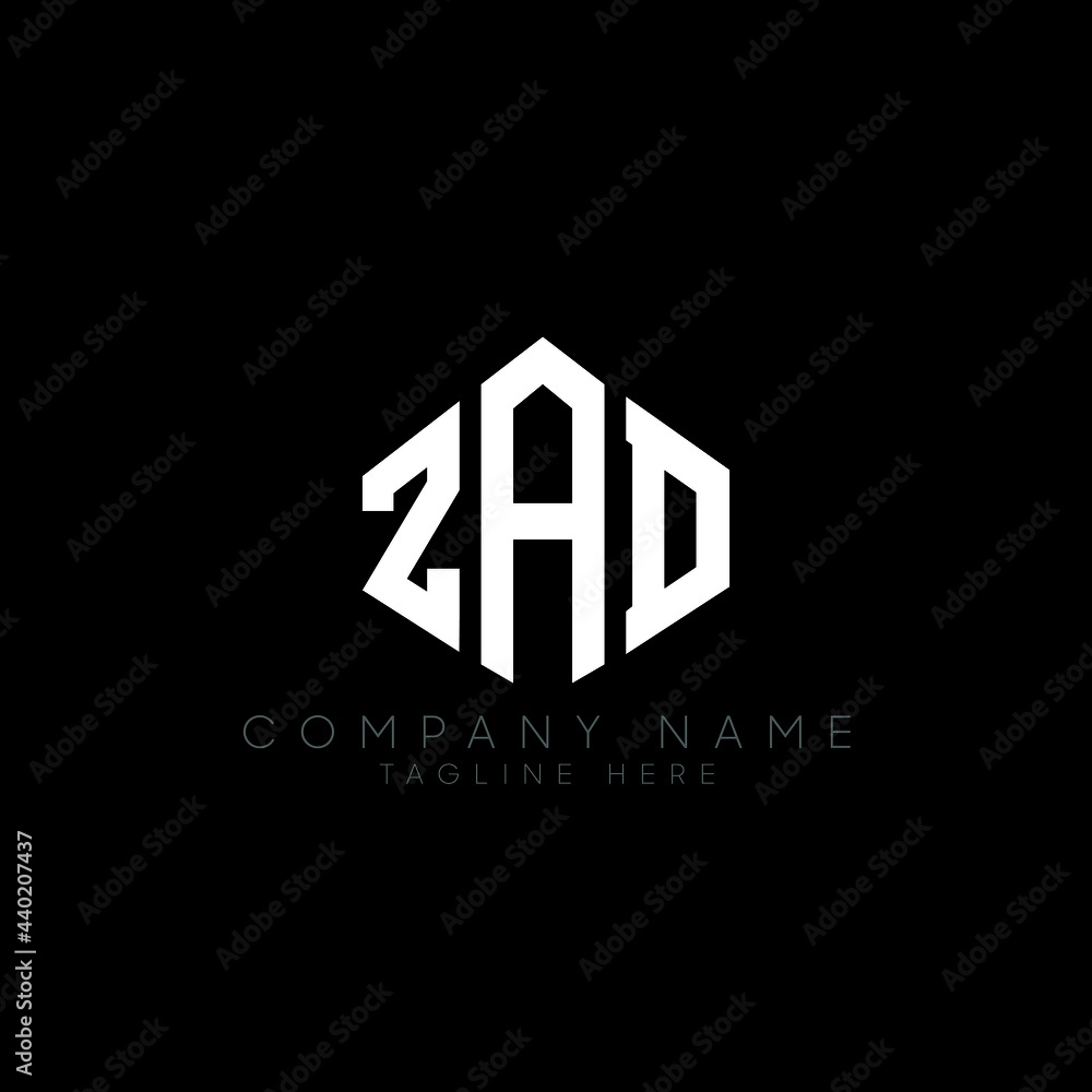 ZAD letter logo design with polygon shape. ZAD polygon logo monogram ...