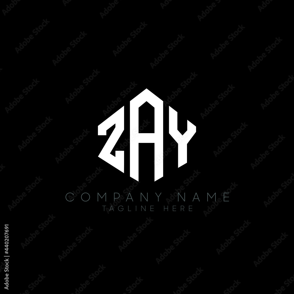 ZAY letter logo design with polygon shape. ZAY polygon logo monogram ...